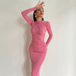 Donna Long Sleeve Sexy Maxi Dress