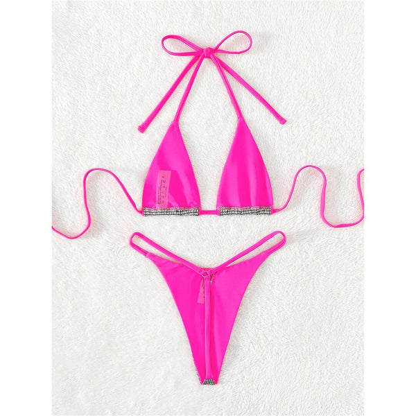 Cathy Extreme Mini Micro Thong Halter Plaid Bikini – Ladies Style