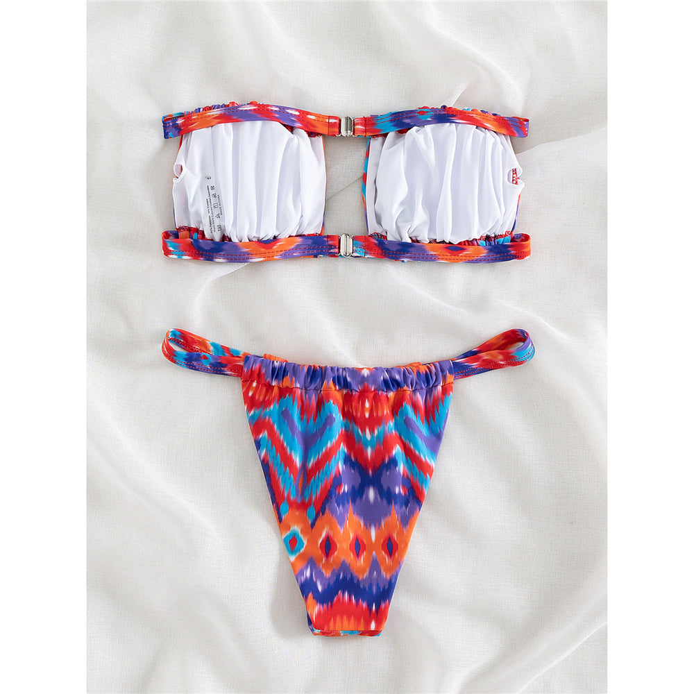 Penelope Sexy Printed Bandeau High Leg Cut Bikini