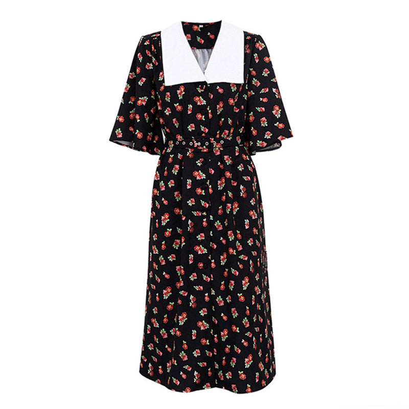 Cheryl Doll Collar Print Midi Dress – Ladies Style