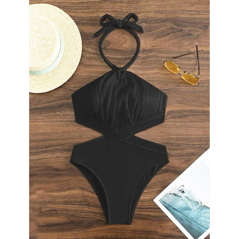 Jodie Sexy Halter Cut Out Wrinkled Monokini