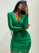 Lori Green V Neck Long Sleeve Sexy Mini Dress